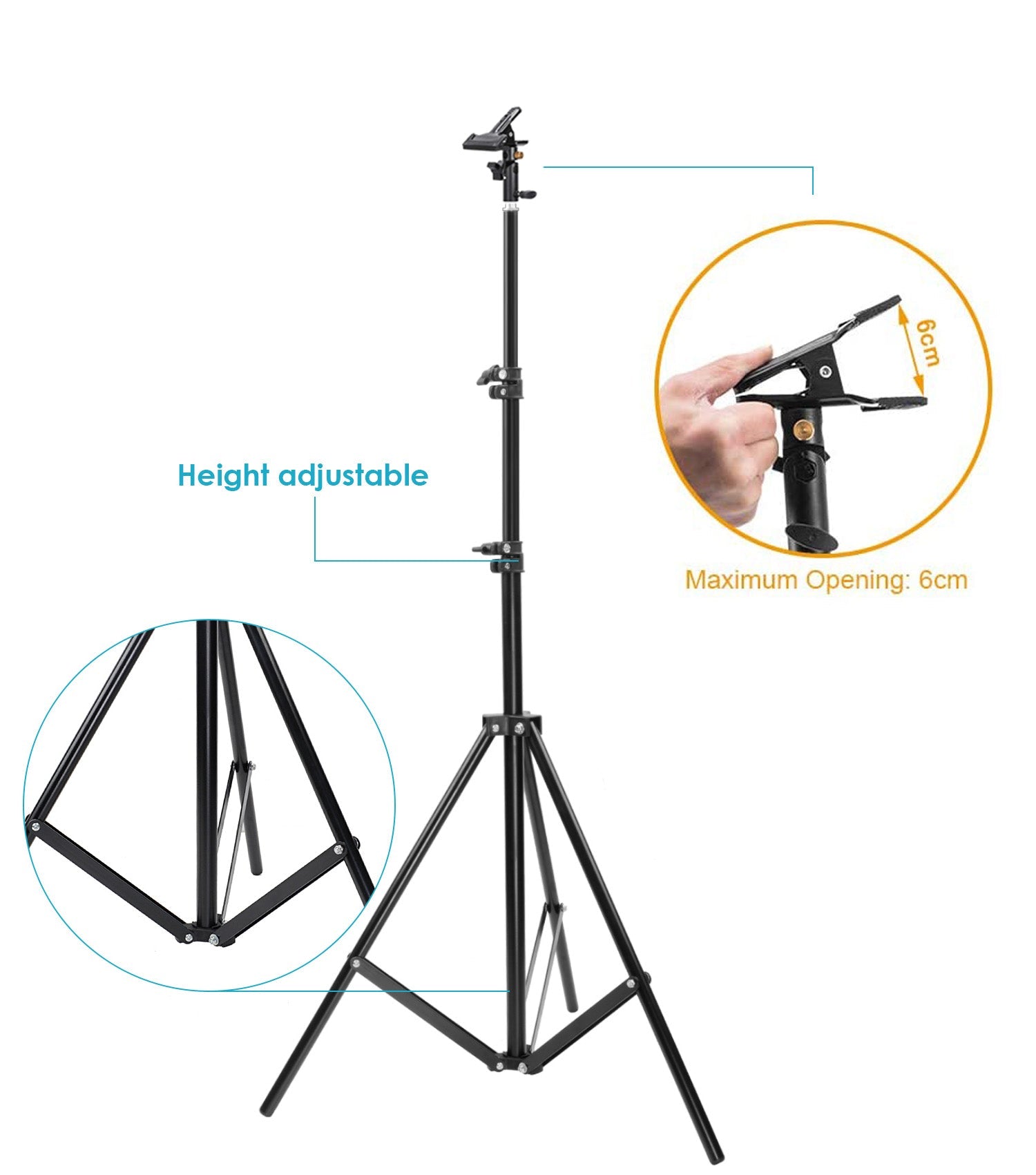 Photo Studio Heavy Duty Metal Clamp Holder with Light Stand